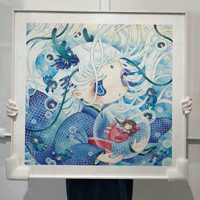日本动漫装饰画金田凉子潮流艺术Ryoko Kaneta版画龙宫二次元挂画