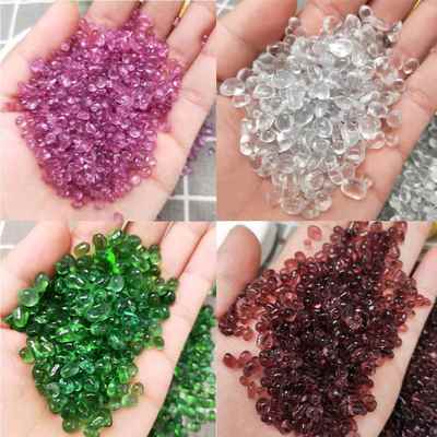 黄色玻璃彩珠鱼缸底砂蓝光水晶石水族造景装饰不规则玻璃珠底沙