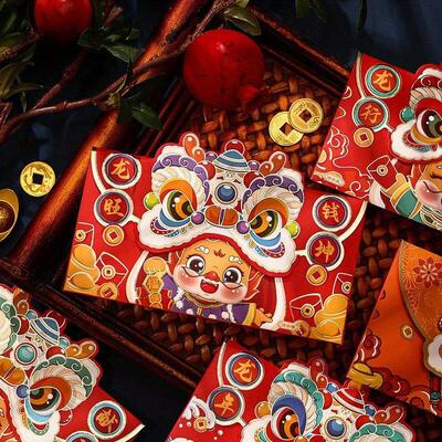 4pcs Dragon Spring Festival Red Envelope, Cartoon Red Envelo