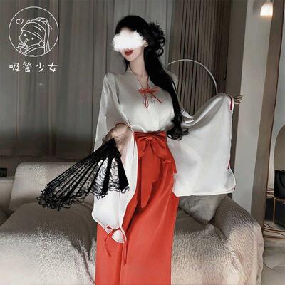 月华夜叉日系y 桔梗巫女二次元表演服套装红白舞姬长裙