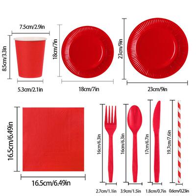 喜庆红色派对装扮用品纸盘纸杯 Red Party Supplies Paper Plates