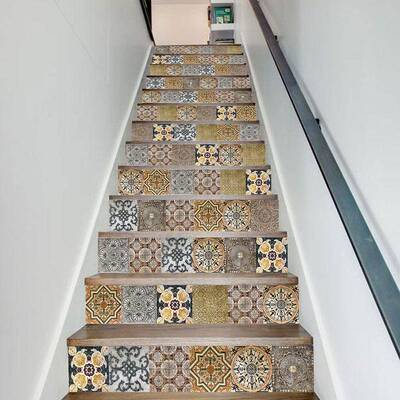 Aliexpress货源波西米亚风楼梯贴即剥即离墙贴台阶楼梯家居装饰