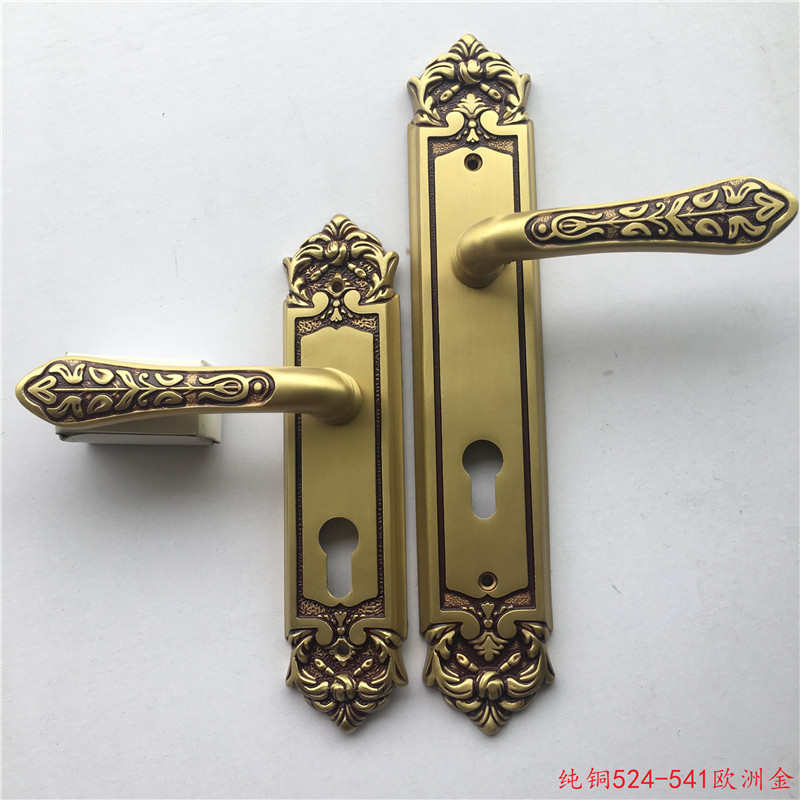 黄铜复古房门把手芯锁精铸机械磁力别墅实欧式铜锁静音门锁门锁