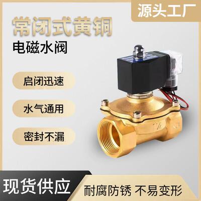 常闭防水长时间通电铜电磁阀控制阀AC220VDC24V4分管道控制开关阀