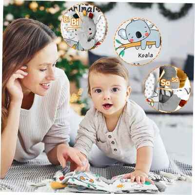 Soft Baby Books 3D Touch Feel High Contrast Cloth Book Mont1