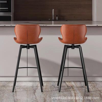 可旋转吧台椅椅子意式极简家用轻奢高级高脚岛台椅酒吧台凳子7112
