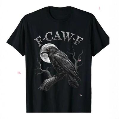 Caw F Funny Black Bird Moon Gothic Adult Humor T Shirt