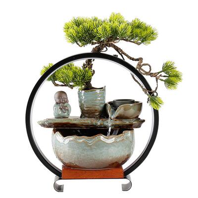 新中式小陶瓷水摆件招财加湿器创意循流NKE环水居客厅家桌面型装