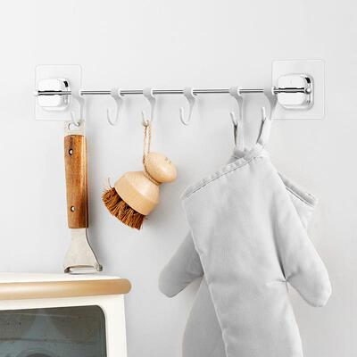 VMH400-CS70挂钩架免打孔壁挂墙上门后收纳置物架无痕免钉排钩