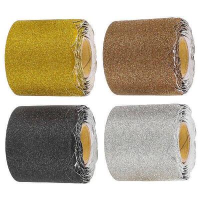 4 Rolls 10m Glitter Bulletin Board Borders Golden Silver