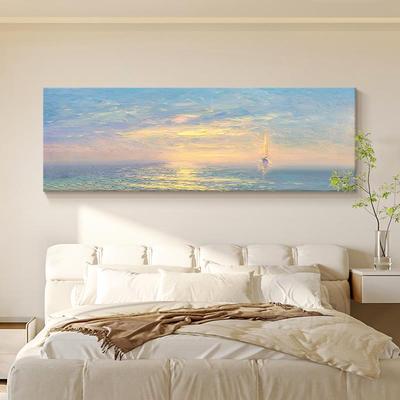 奶油风卧室床头装饰画抽象艺术油画肌理画主卧房间墙壁挂画高级感