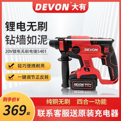 大有5401锂电电锤钻充电冲击钻电镐无刷大功率两用电动工具轻锤