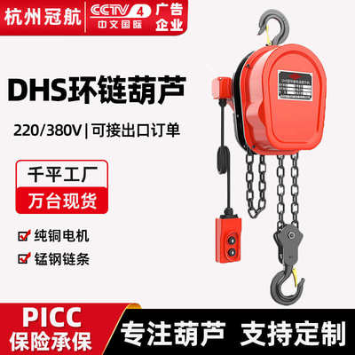 dhs环链电动葫芦DHS倒链1吨3t6m9米起重吊机380v链条遥控电动葫芦