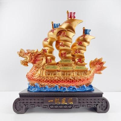 2025新款玄关摆件氛围感摆件彩铜色一帆风顺龙舟龙船创意招财送客