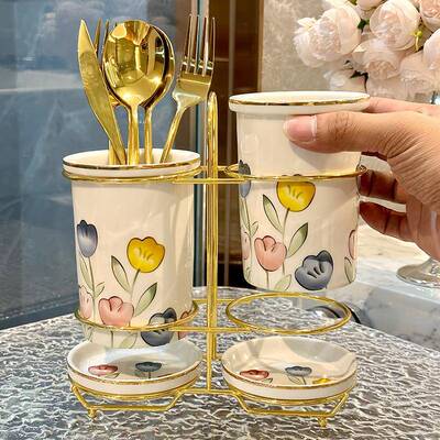 术本颜值厨房陶瓷筷高纳筒家用筷子篓筷子UNL桶筷笼沥水架子勺子