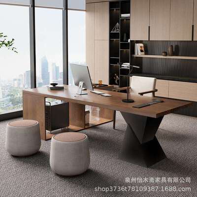 简约现代设计师板脑办公桌工作室作大单人大班台泡茶一YMZ-023体