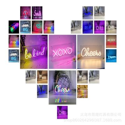 LED霓虹灯CHEERS箱体装饰霓虹灯酒吧台式摆件聚会干杯小夜灯新款