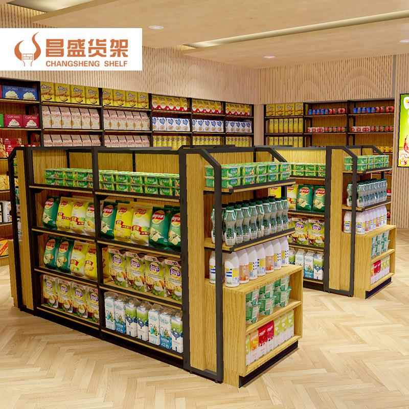 超市货架便利店钢木组合展示架母婴店文具店饰品可拆卸立柱货架