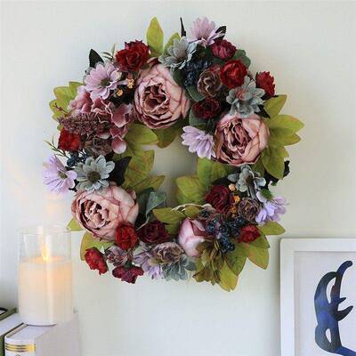 Vintage Spring Peony Wreath European Country Wedding Hanger