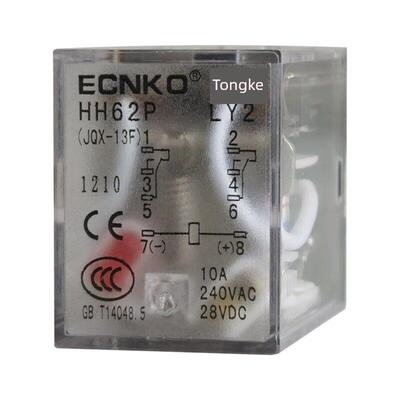 Rico Ecnko小型中间继电器宽8脚Ly2Nj Hh62P Ac220Vdc12V24V带灯