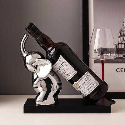 贝汉美背背兔红酒架摆件轻奢酒柜装饰品家居客厅餐边柜电视柜摆设