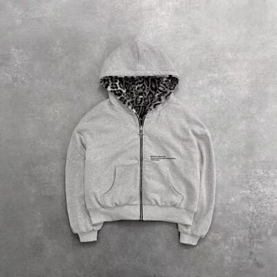 Unisex Leopard Hoodie, Casual Fitted Long Sleeve Pullover