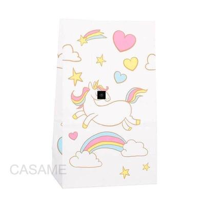 12pcs Unicorn Party Paper Bag Birthday Gift Bags Pink Candy