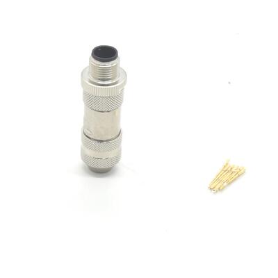 M12 8芯A型公插头带冷压针防水连接器M12轨道交通接头