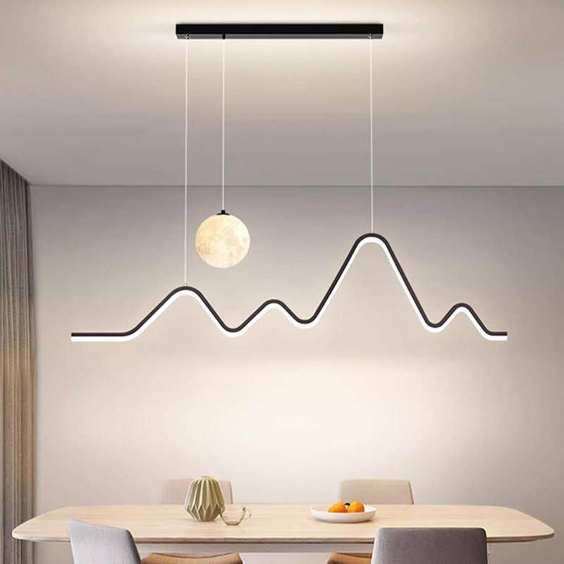 现代简约餐厅吊灯 北欧轻奢新款智能语音控制 LED三色调光适用多