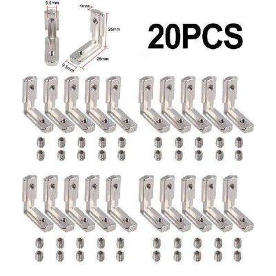 20Pcs T Slot Corner Joint Brackets L-Shape Aluminum Profile
