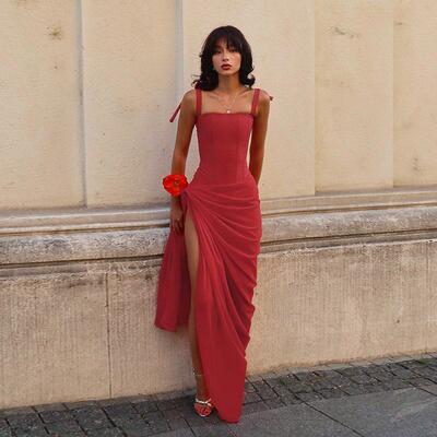 Elegant Backless Bodycon Dress Sleeveless Knit Mermaid