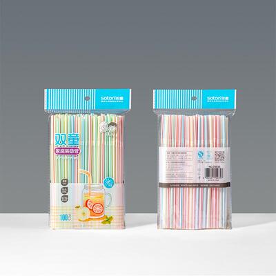 Dual Child 100-pack Disposable Bendable Straws, Fluorescent