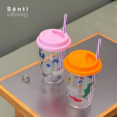 Sénti《Cut-outs 》色彩剪纸艺术果汁杯高硼硅500ml水杯玻璃咖啡