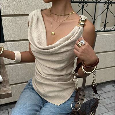 Women's Micro Tank Top Outfit Summer Pile Collar Vest