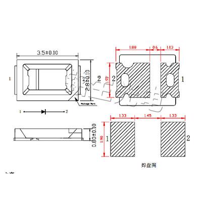2835蓝色1W9V 2835led灯珠贴片式发光二极管 高显色高亮度低光衰