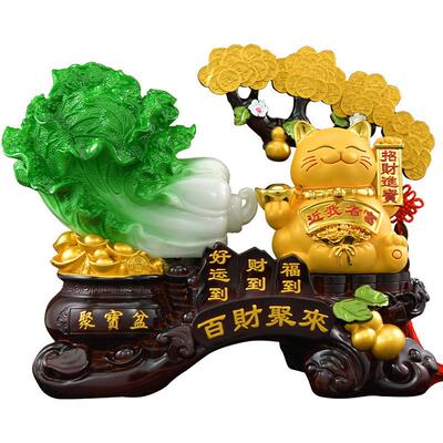 百财聚来树摆件貔貅招财聚宝盆客厅装饰品物发财ZY-51111猫店铺开