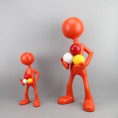 家现创意色代托球人0686物摆件样板房办公室书房客厅电视橙柜居装