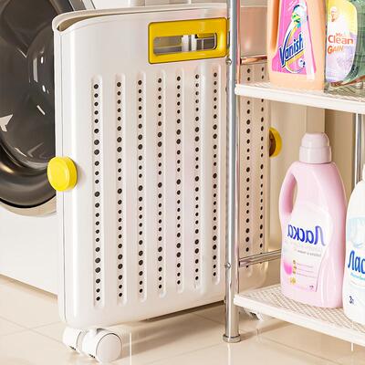 折叠脏篮9618带轮壁挂式挂篮衣服杂收纳整篓家用卧室浴室塑料物理