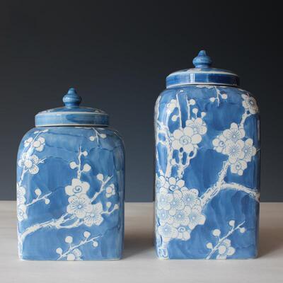 陶家瓷青花中瓷花瓶现插花VBC代式居客厅装饰品储物罐摆件