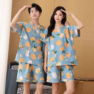 新款纯棉8323蒸服女胸部双层家汗男洗浴居中浴服桑拿服情心侣套装