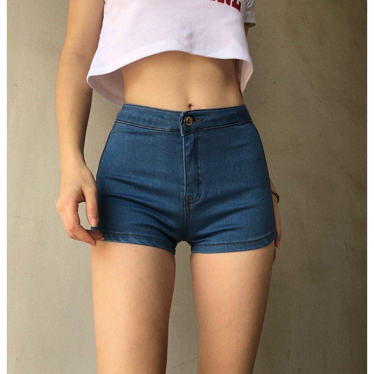 潮牌高弹力修身显瘦包臀牛仔短裤女夏季新款性感欧美复古风高腰裤
