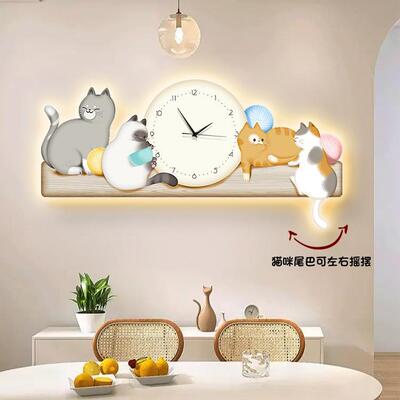 钟家用餐厅网红STX时挂画可摇摆静音挂表熊猫表创意客挂厅钟钟装