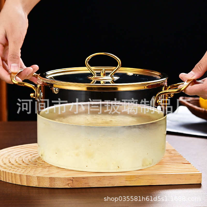 锅玻璃玻璃锅玻璃把手 奶锅明火  耐热不锈钢