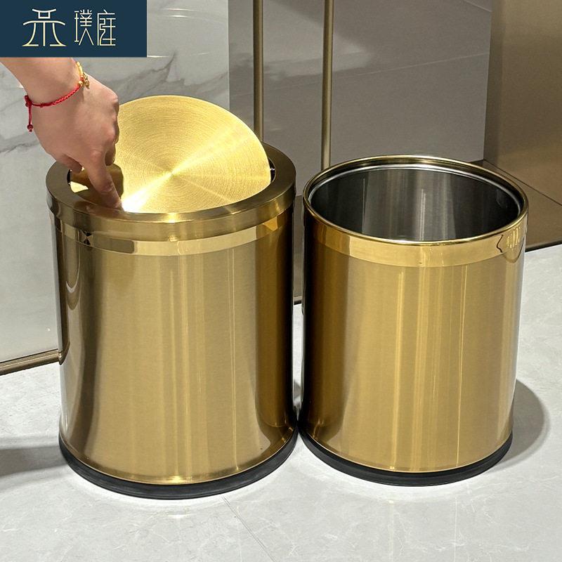 摇盖式不锈钢客垃圾桶家用厅商贸用酒店卫生色间跨境外颜UQS值金