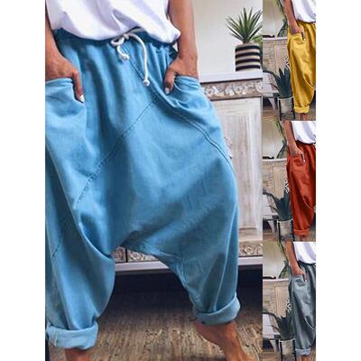 时尚女士 系带低腰垮裤 Fashion Lace Up Low Waist Harem Pants