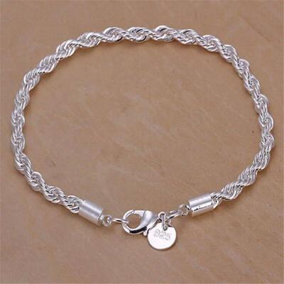 Hot Silver Plated Twisted Rope Bracelet Jewelry For Women
