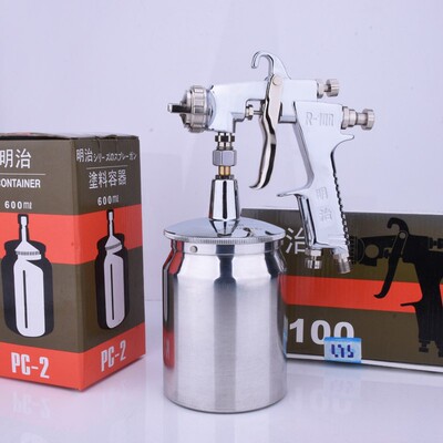 明治W-101气动油漆喷抢R100上下壶汽车家具木器面漆高雾化喷漆枪