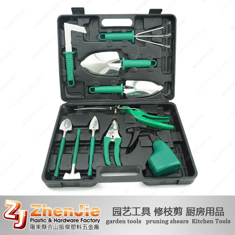 现货新款不锈钢十件套园艺工具套装花园用具铲耙锹剪喷壶园林用品