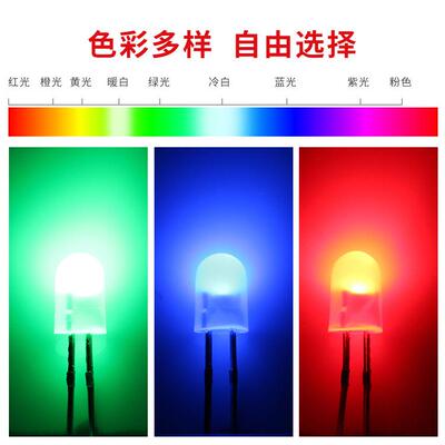 LED发光二极管504椭圆带色短脚红发红绿发翠绿蓝发蓝led直插灯珠