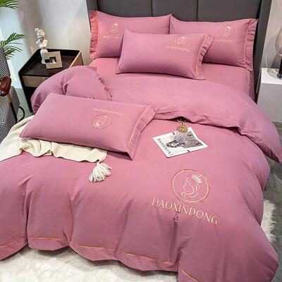 026轻裸睡水2洗棉四件14808奢套软刺绣柔亲肤春夏床单被套床裙床